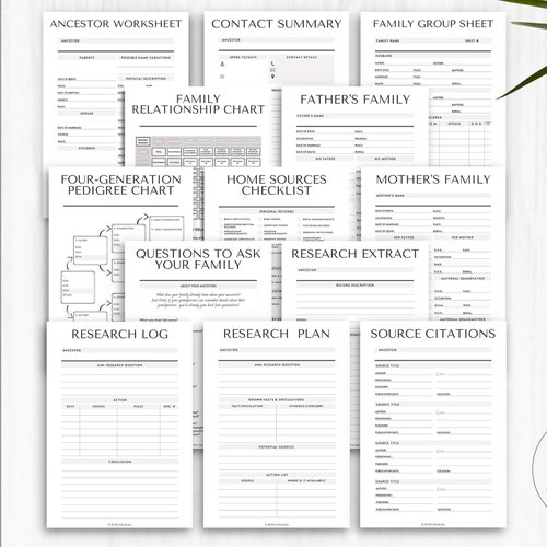 Family History Worksheet Bundle Worksheets PDF Genealogy - Etsy