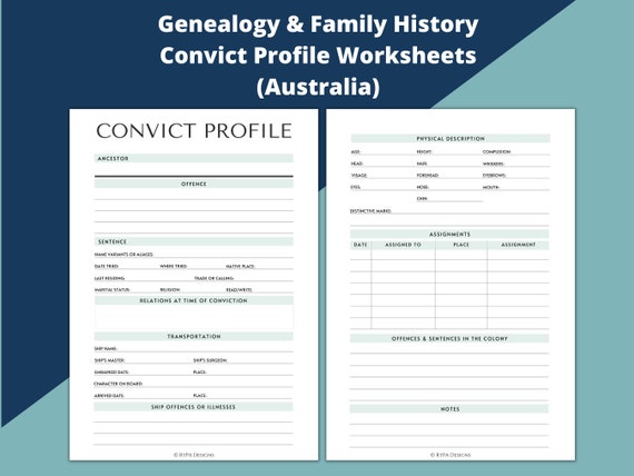 Convict Profile australia Worksheets Family History | Etsy