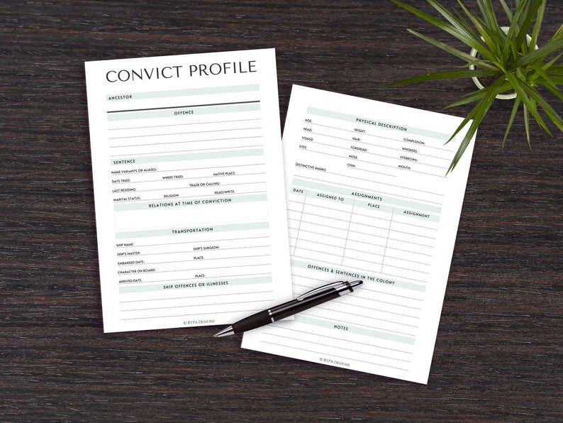Convict Profile australia Worksheets Family History | Etsy