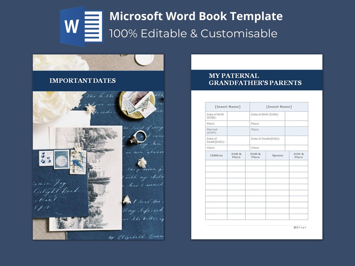 Our Family Book Template MS Word Instant Printable - Etsy