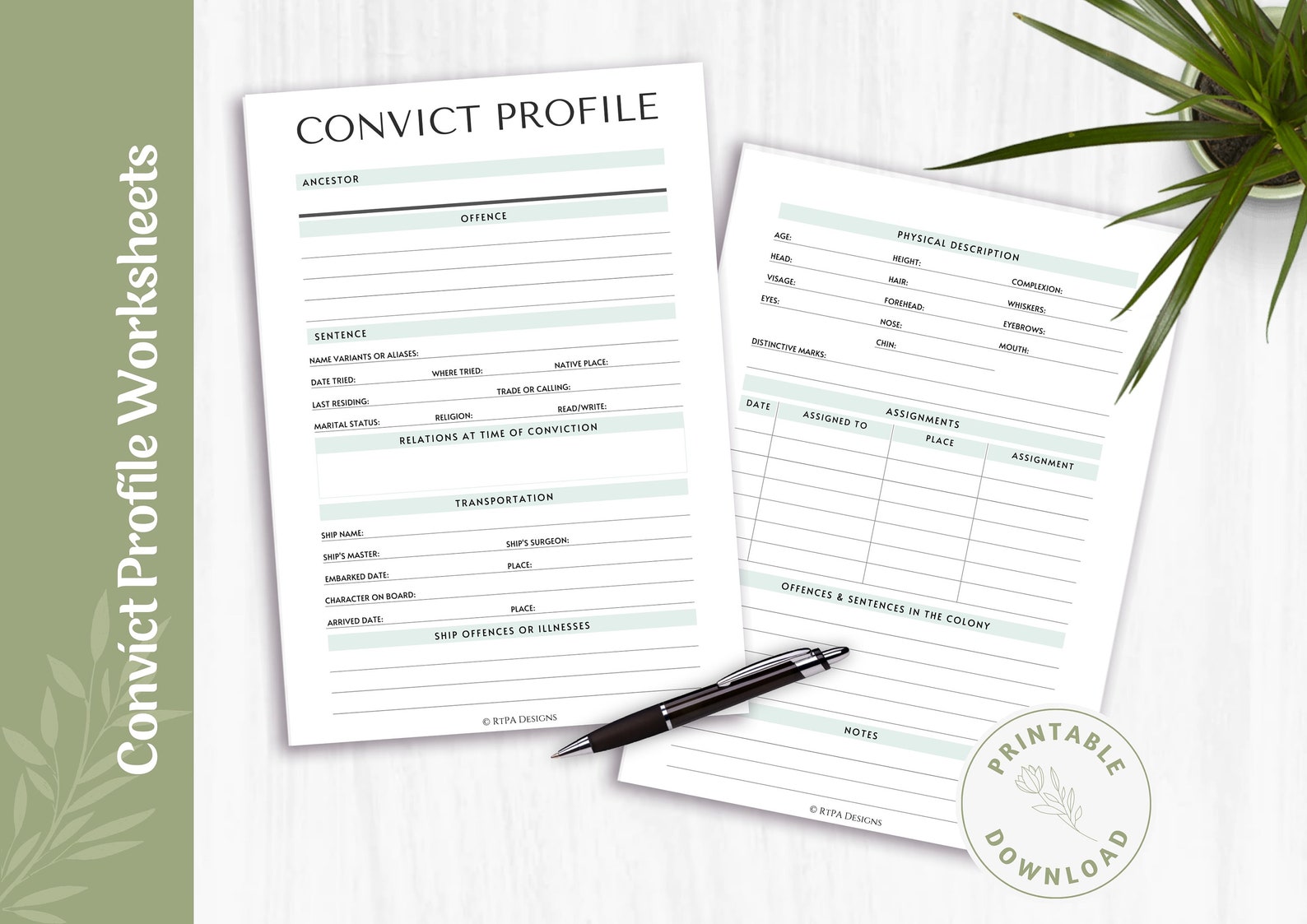 Convict Profile (australia) Worksheets | Family History | Genealogy ...