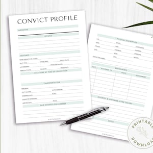 Convict Profile (australia) Worksheets | Family History | Genealogy ...