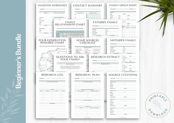 Family History Beginner's Bundle Worksheets PDF - Etsy