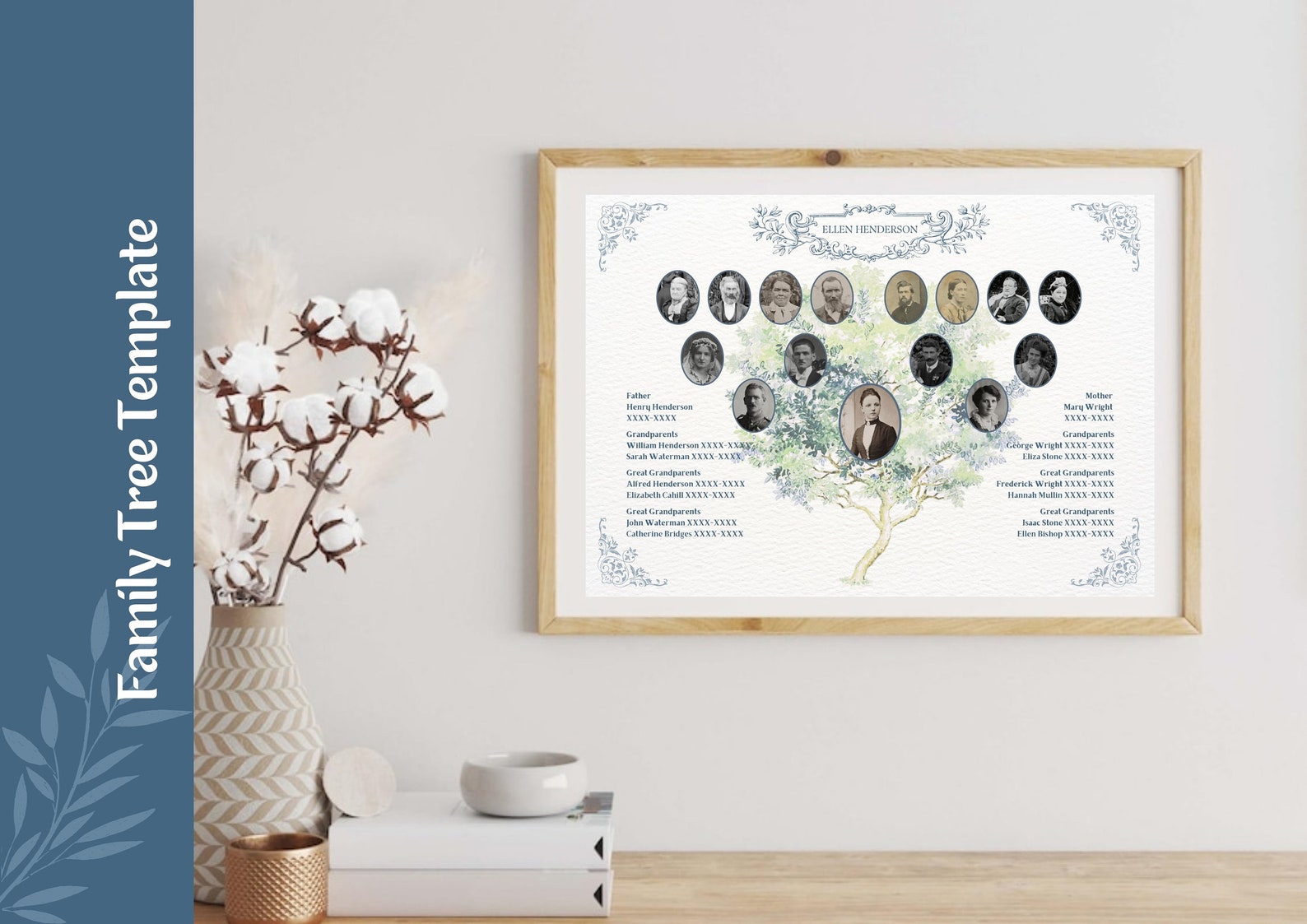 Family Tree Template Family Tree Chart Genealogy Print Family History ...