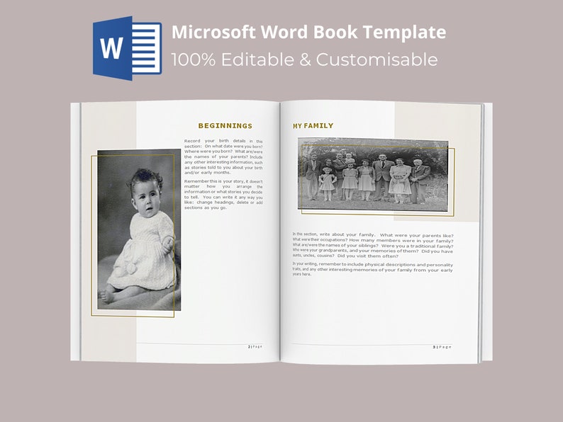 My Life Book Template MS Word Instant Printable Download | Etsy