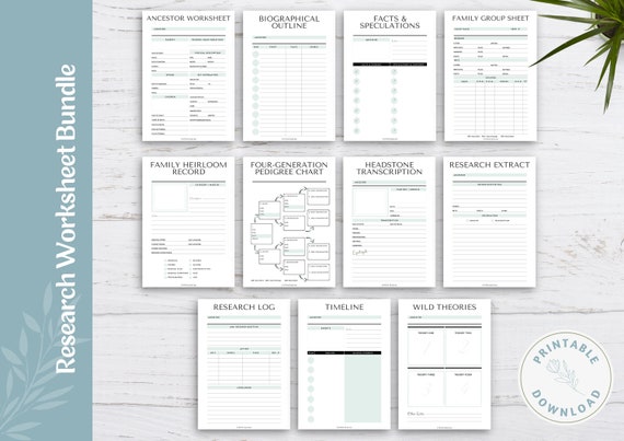 Family History Worksheet Bundle Worksheets PDF Genealogy - Etsy