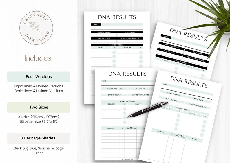 DNA Results Worksheet | DNA Relationship Chart | Family History ...