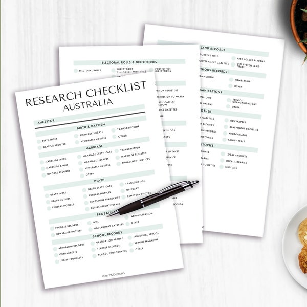 Family Tree Research Checklist - Etsy