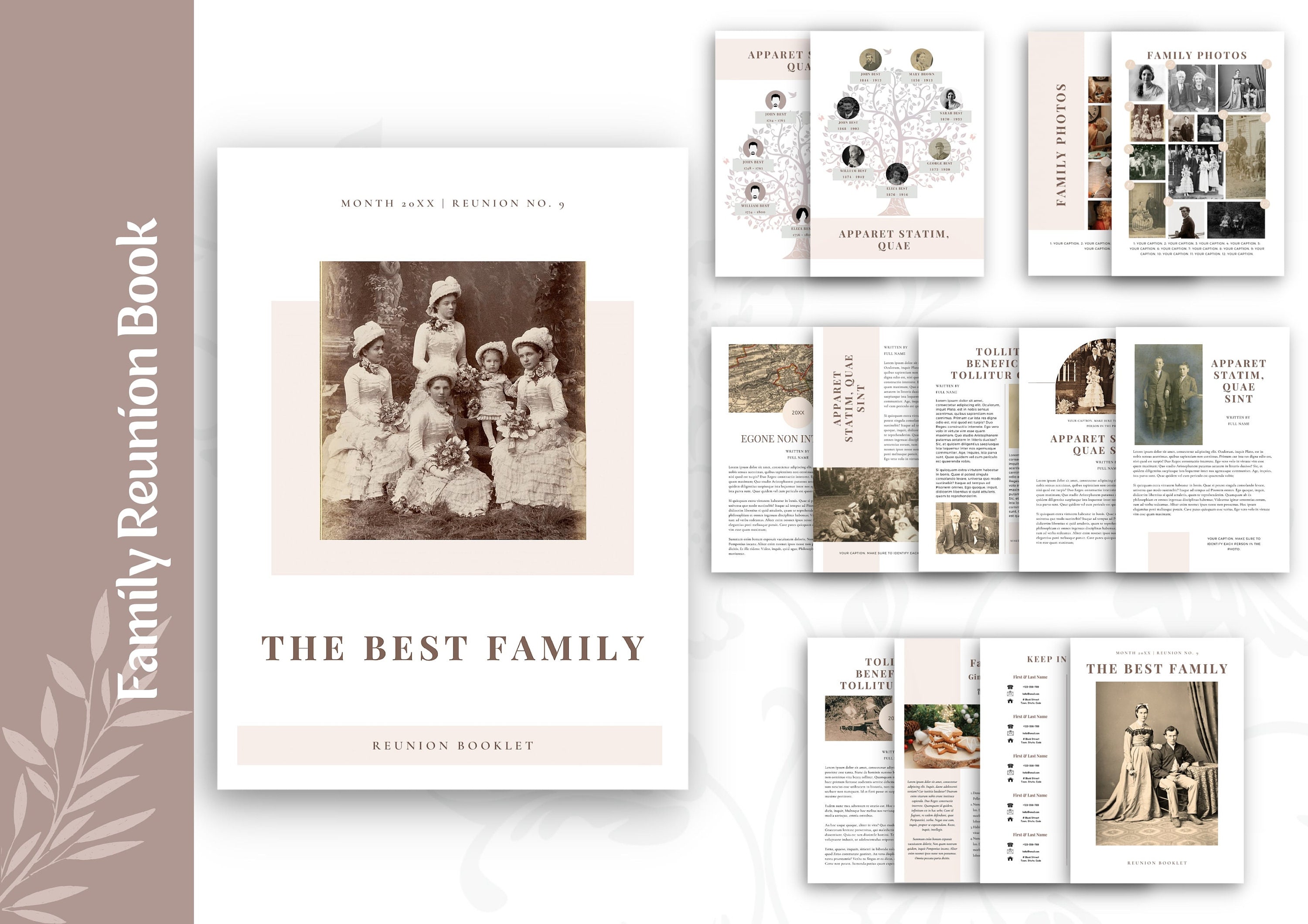 Family Reunion Booklet Editable Template Canva Template iPad Mac PC ...