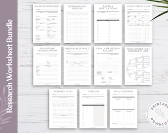 Family History Starter Bundle: Genealogy PDF Worksheets to Organize and ...