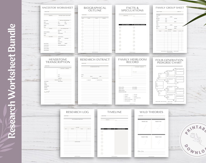Useful Genealogy Checklist Fillable US Letter-sized Printable to Make ...