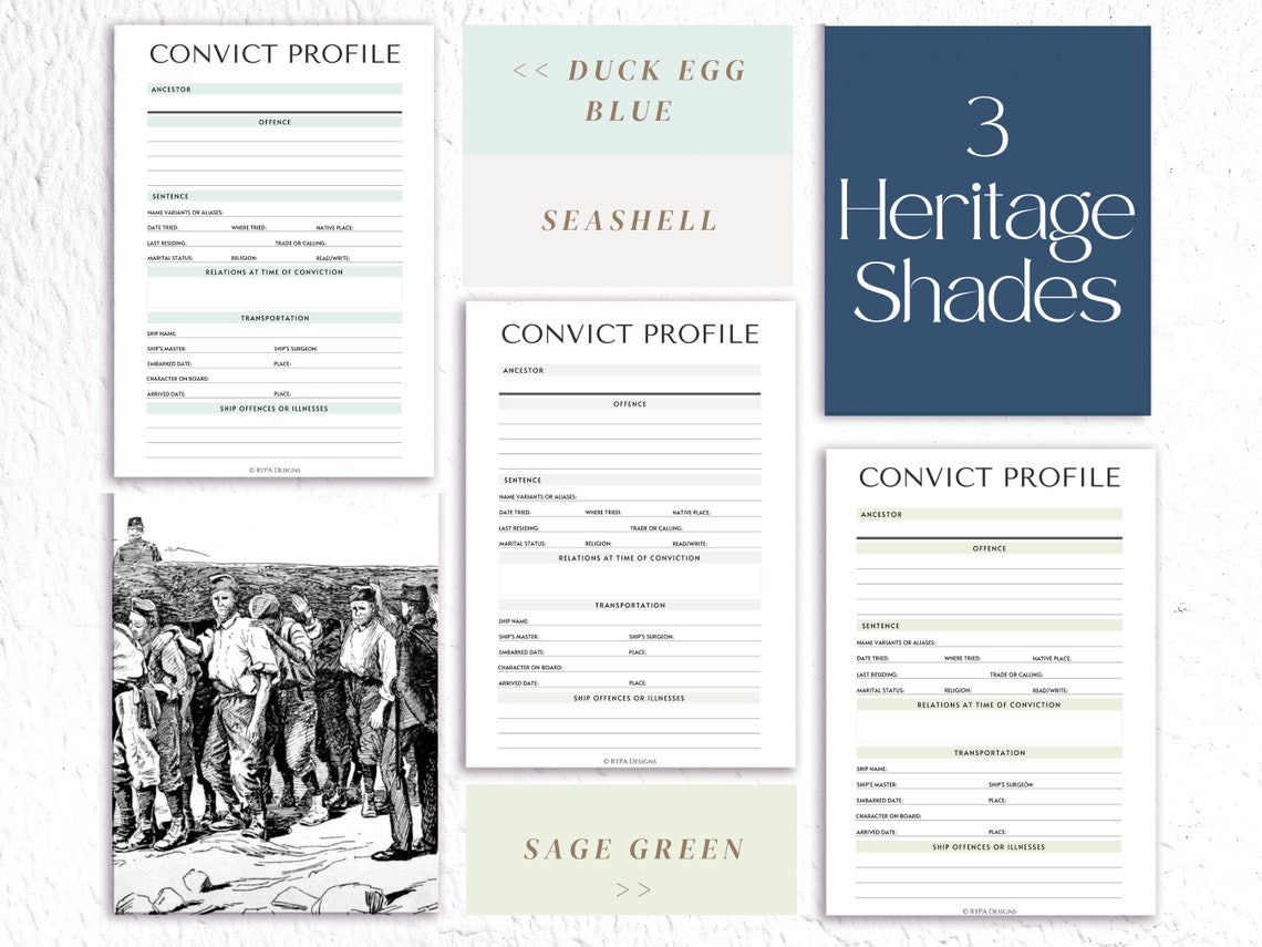Convict Profile australia Worksheets Family History | Etsy