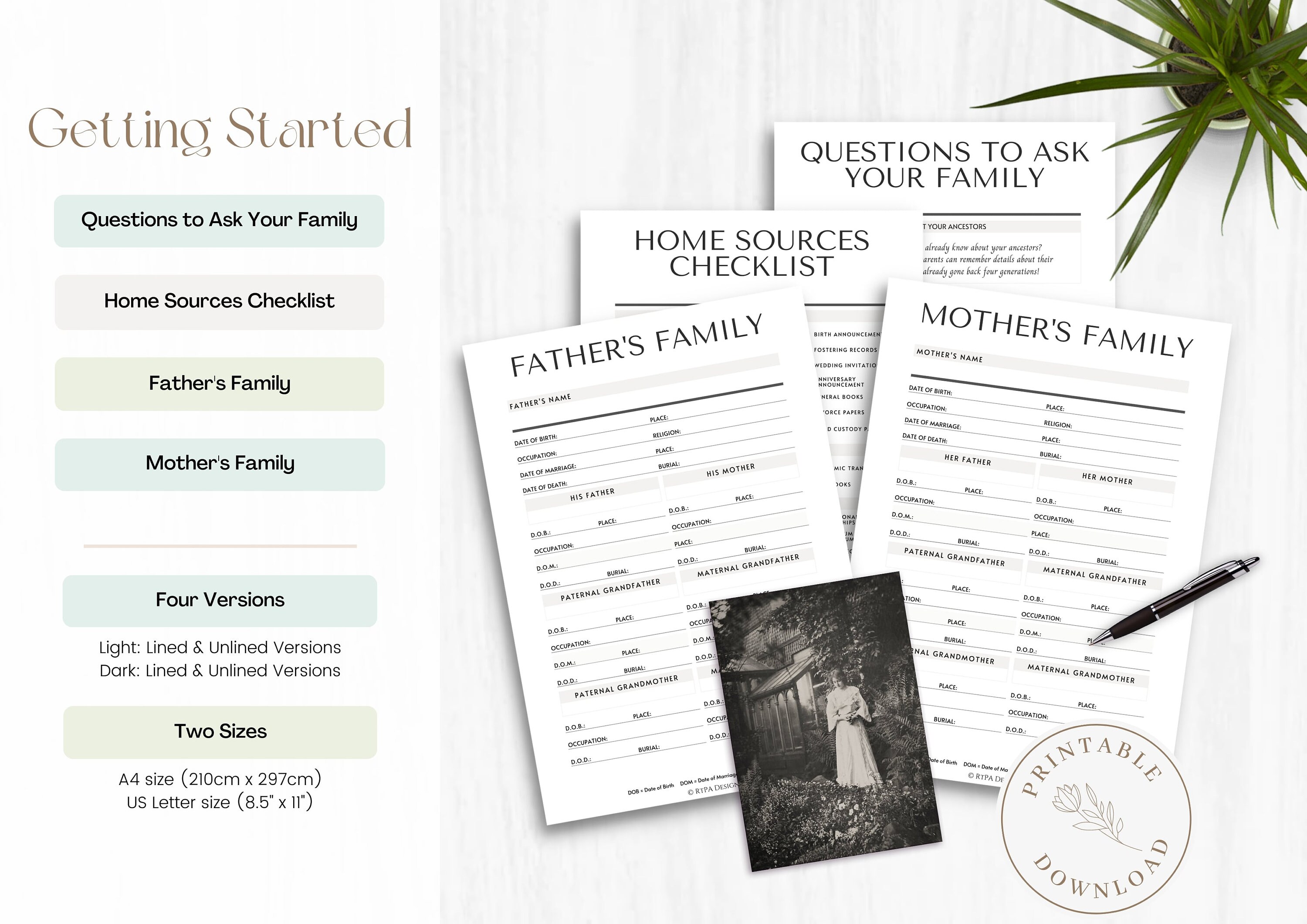 Family History Beginner's Bundle | Worksheets | PDF | Genealogy ...