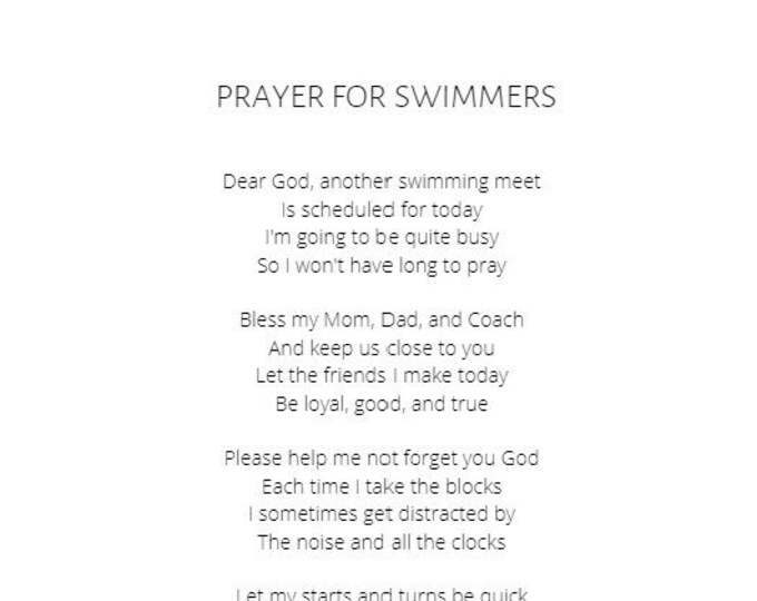 Prayer for Swimmers Printable - Etsy