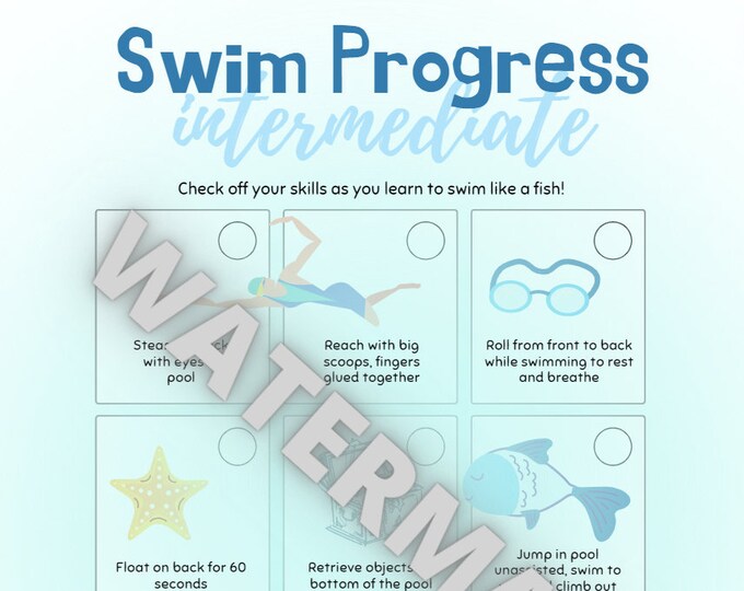Swim Lesson Progress Tracker, Intermediate Swimming Skills - Etsy