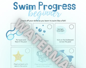 Swim Lesson Progress Tracker, Advanced Swimming Skills - Etsy