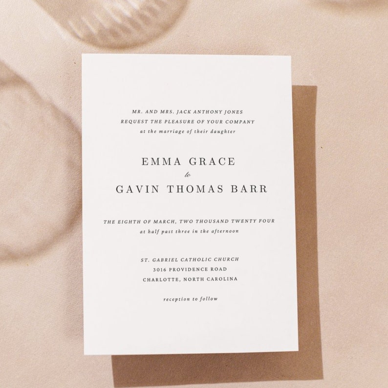 Classic Elegant Wedding Invitation Suite, 3 Part Digital Download ...