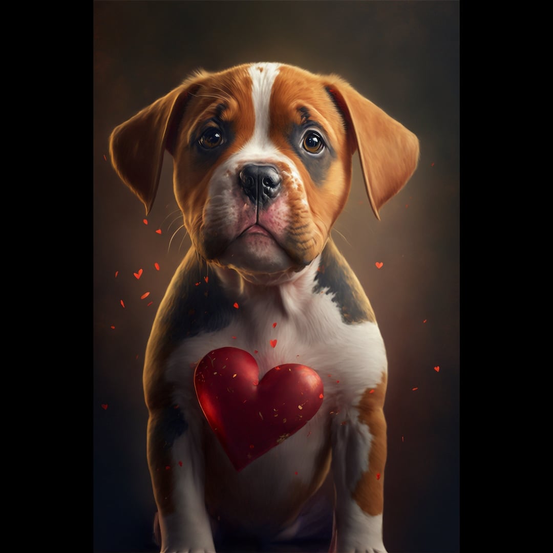 Puppy Love Instant Download Image Valentines Puppy Art Perfect for ...