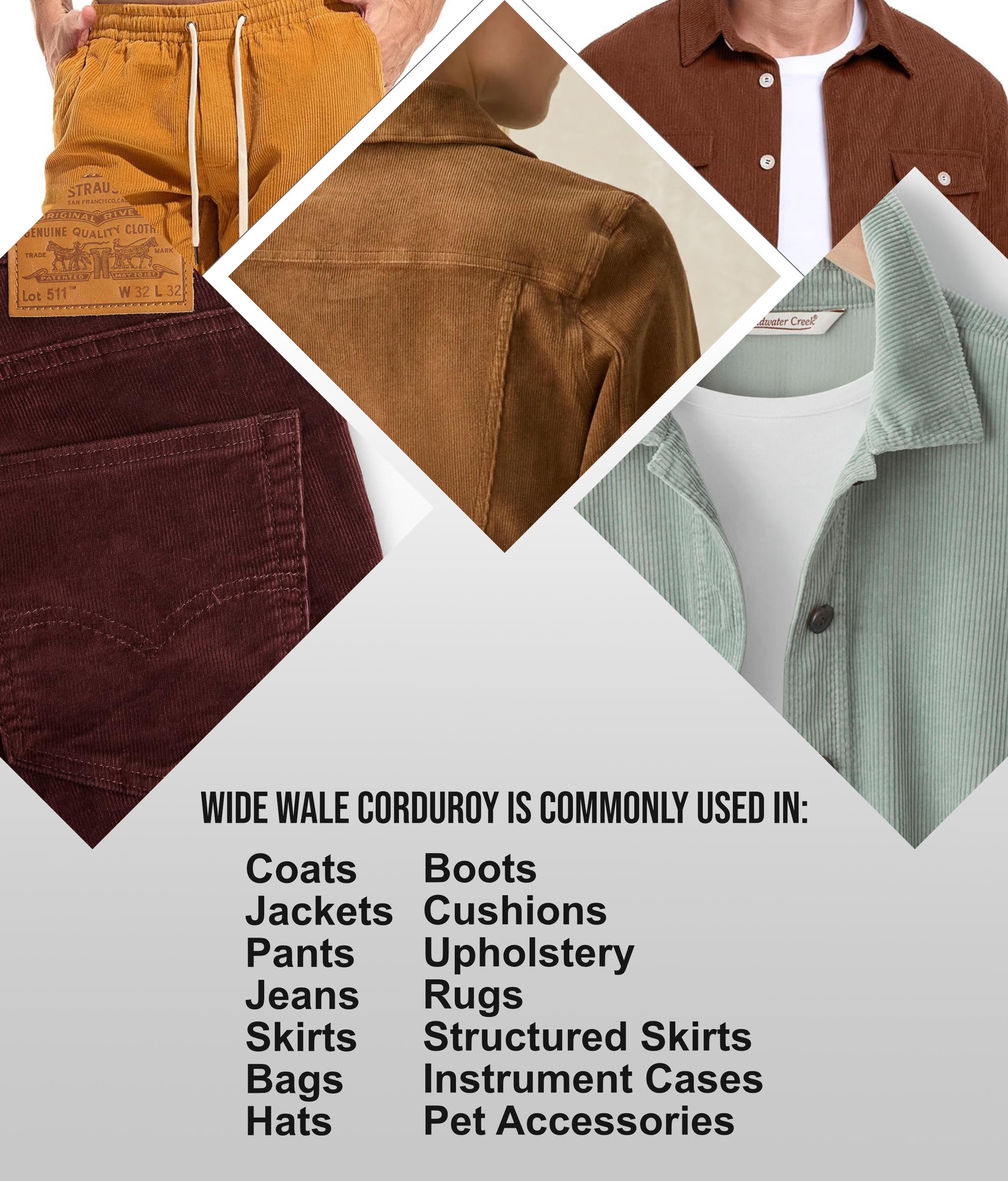 Corduroy Fabric 14 Wale Apparel 280GSM Solid Color 58