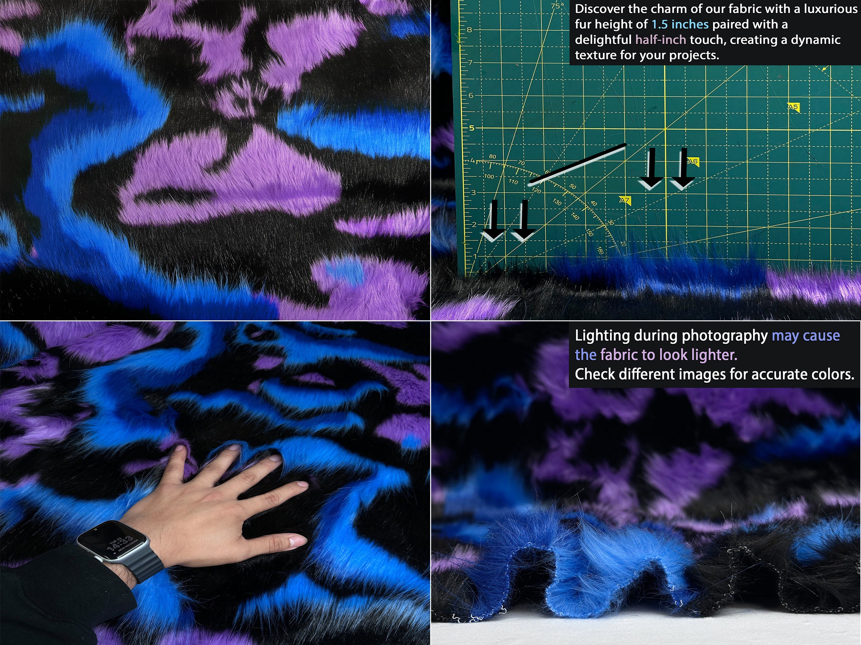 Faux Fur Fabric Long Pile Tribal Patchwork 58" W/continuous Yard ...