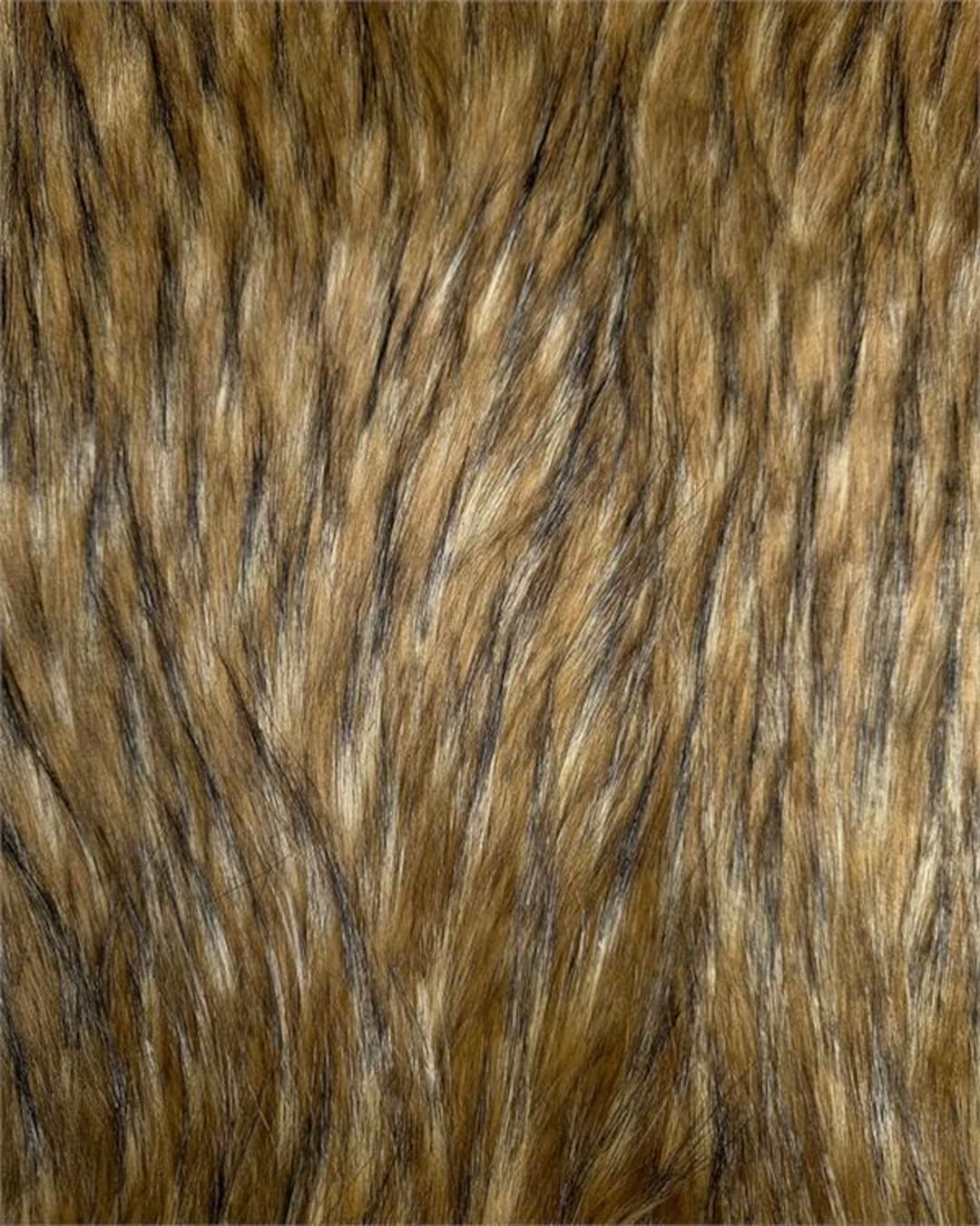 Faux Animal Fur Fabric GOLDEN COYOTE Long Pile 1400gram Heavy 58" Wide ...