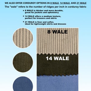 Fine Corduroy Fabric 21 Wale Apparel 140-150GSM Solid Color 58"w 100% ...