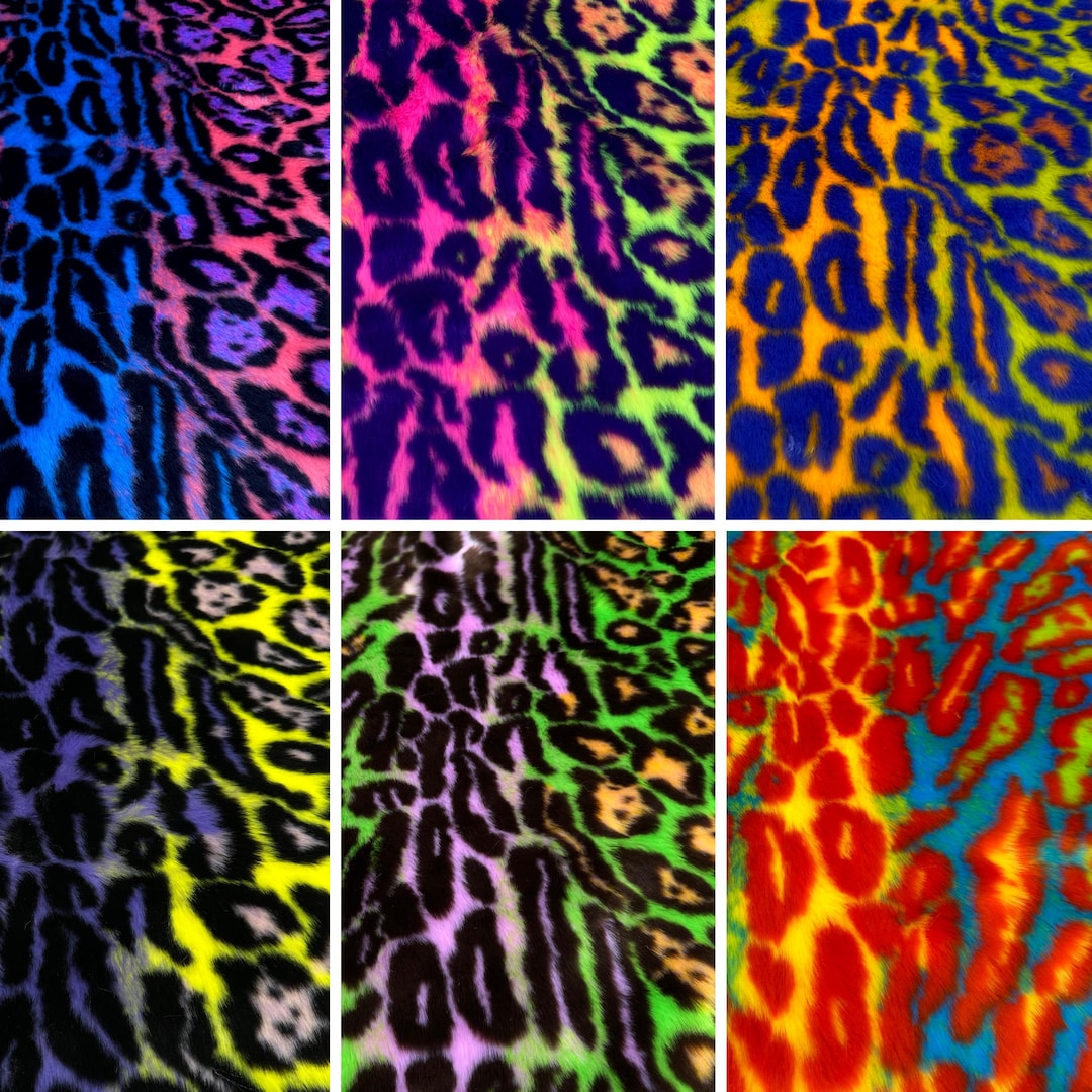 Faux Fur Animal Long Pile Fabric 58"w / Continuous Yard (neon Leopard ...