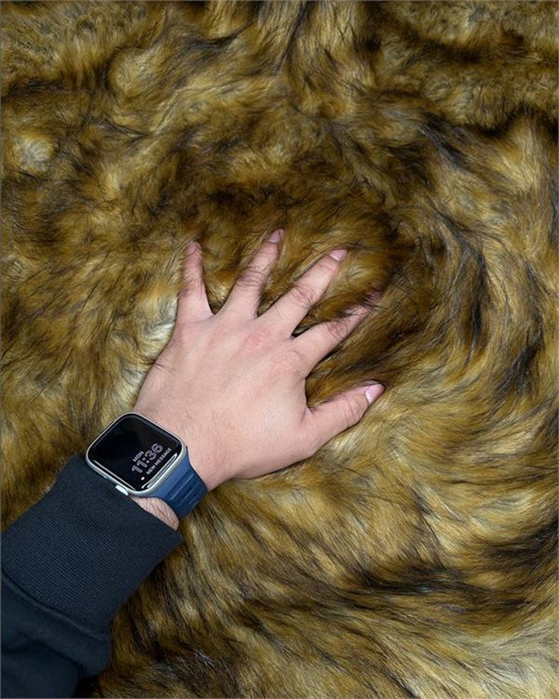Faux Animal Fur Fabric COYOTE Long Pile 1400gram Heavy 58" Wide Plush ...