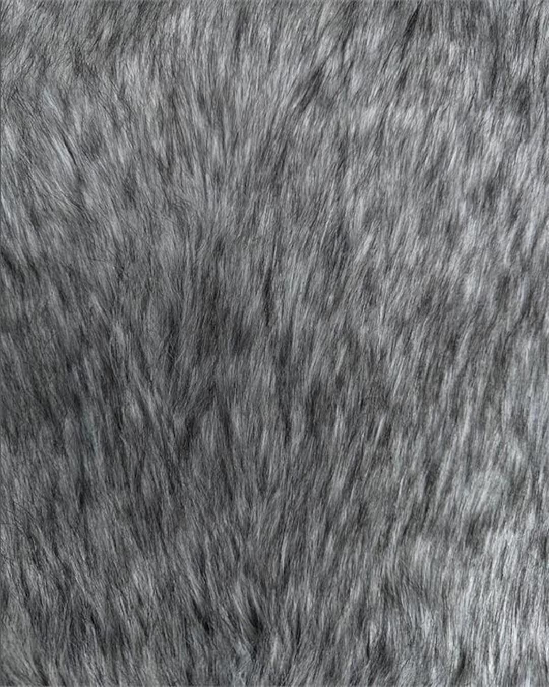 Faux Animal Fur Fabric GRAY WOLF Long Pile 1400gram Heavy 58" Wide ...