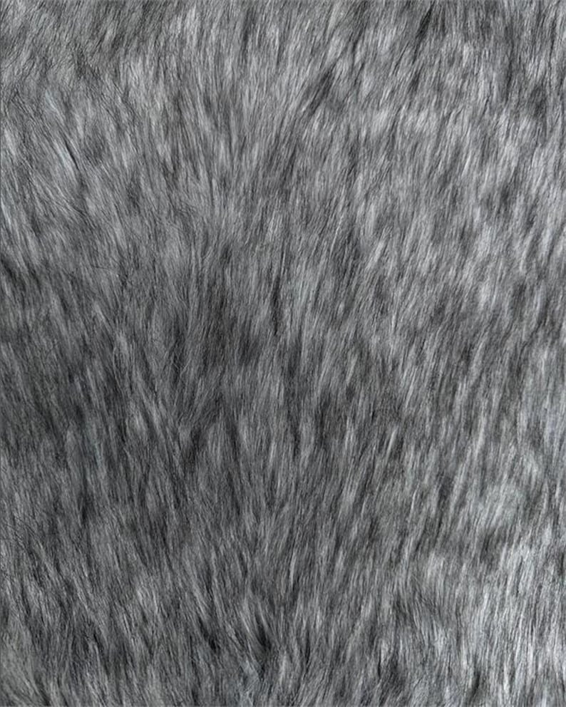 Faux Animal Fur Fabric GRAY WOLF Long Pile 1400gram Heavy 58" Wide ...