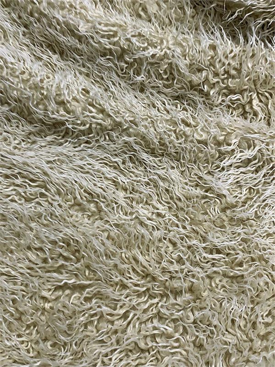 1.5" Faux Fur Fabric Long Pile Curly Llama (ivory) 2lb 2-way Stretch ...