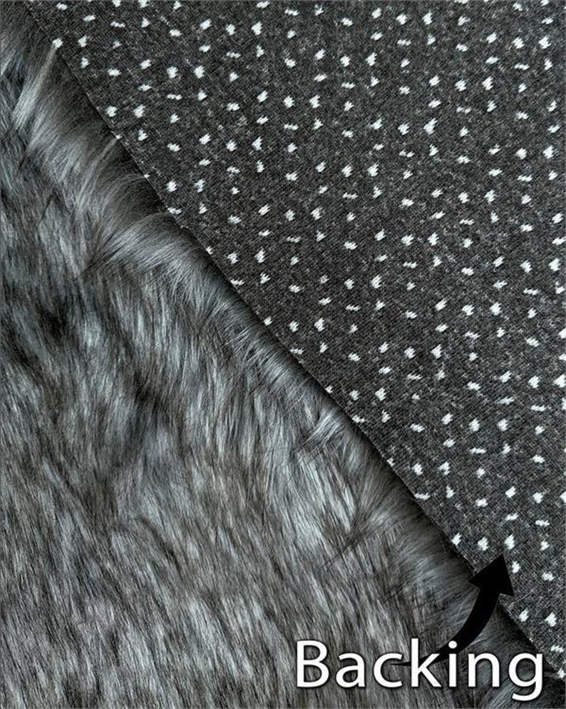 Faux Animal Fur Fabric GRAY WOLF Long Pile 1400gram Heavy 58" Wide ...