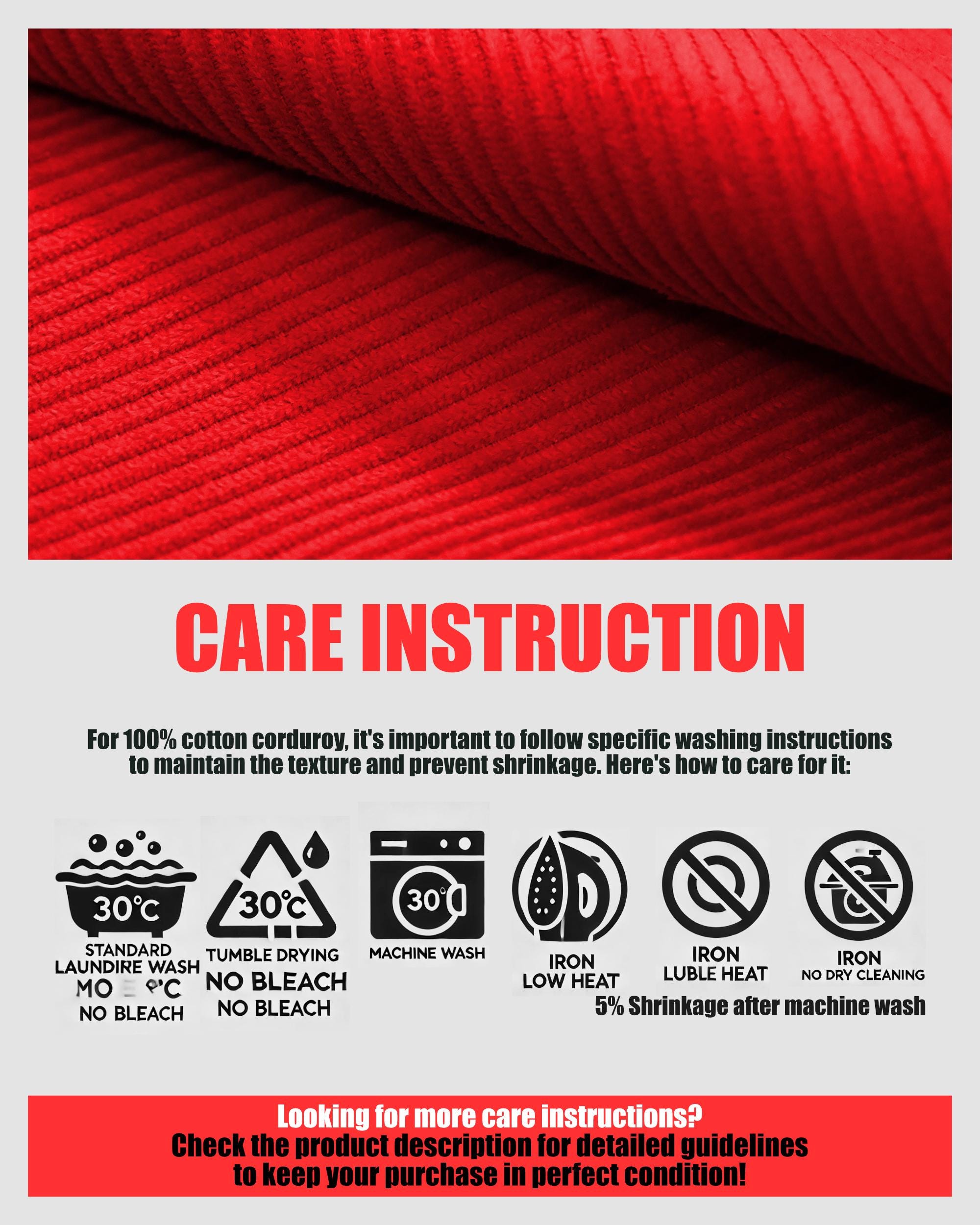 Corduroy Fabric 8 Wale Apparel 290-300GSM Solid Color 58