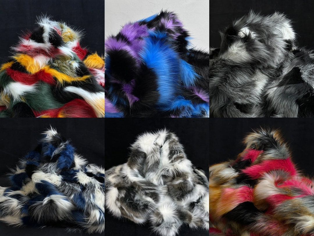 Faux Fur Fabric Long Pile Tribal Patchwork 58" W/continuous Yard ...