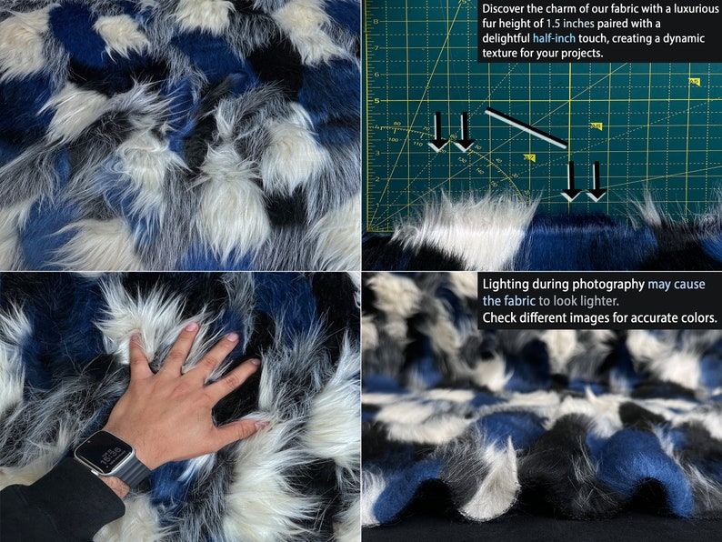 Faux Fur Fabric Long Pile Tribal Patchwork 58" W/continuous Yard ...