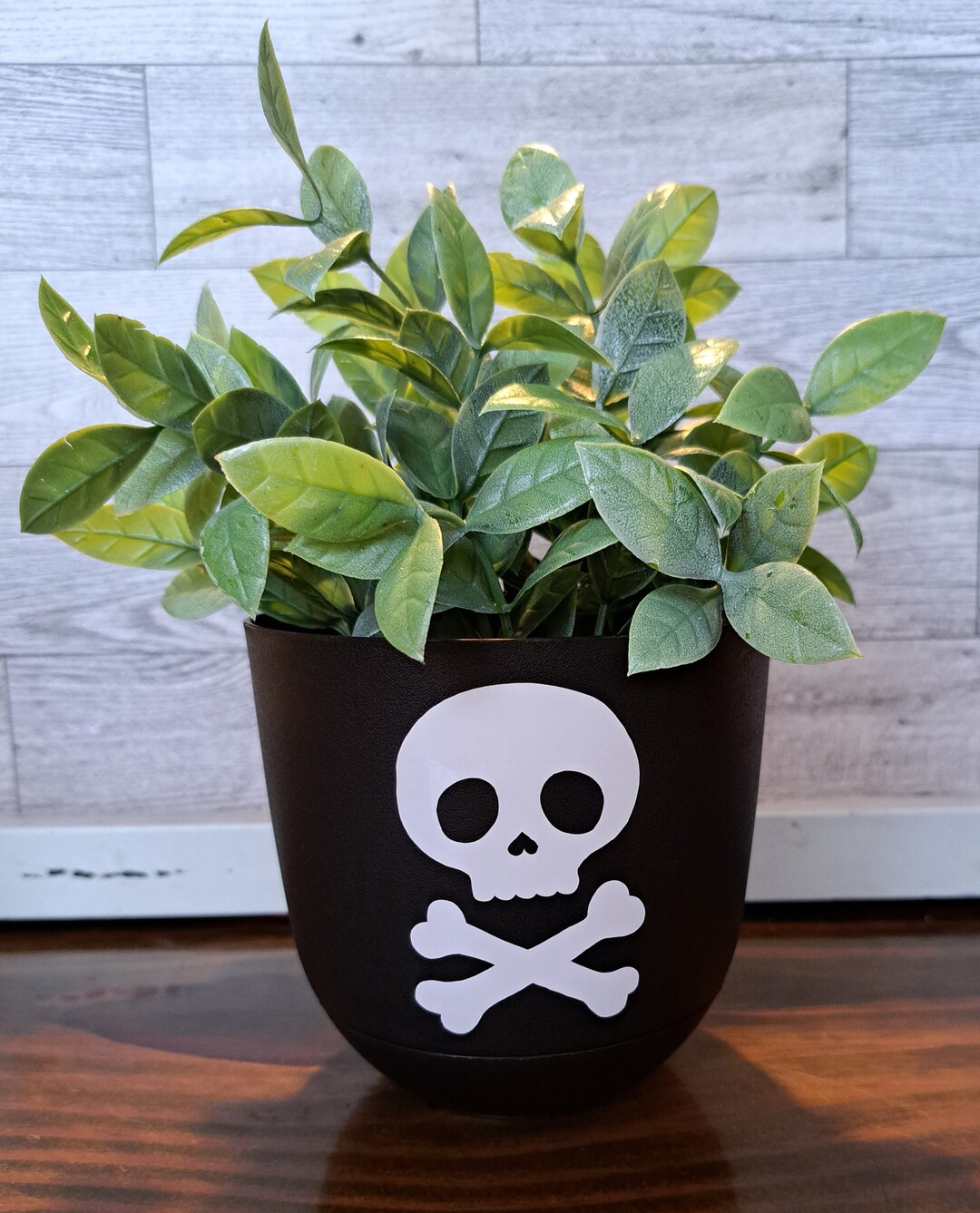 Skull and Cross Bones Planter Pot | Skull Planter | Halloween Decor ...