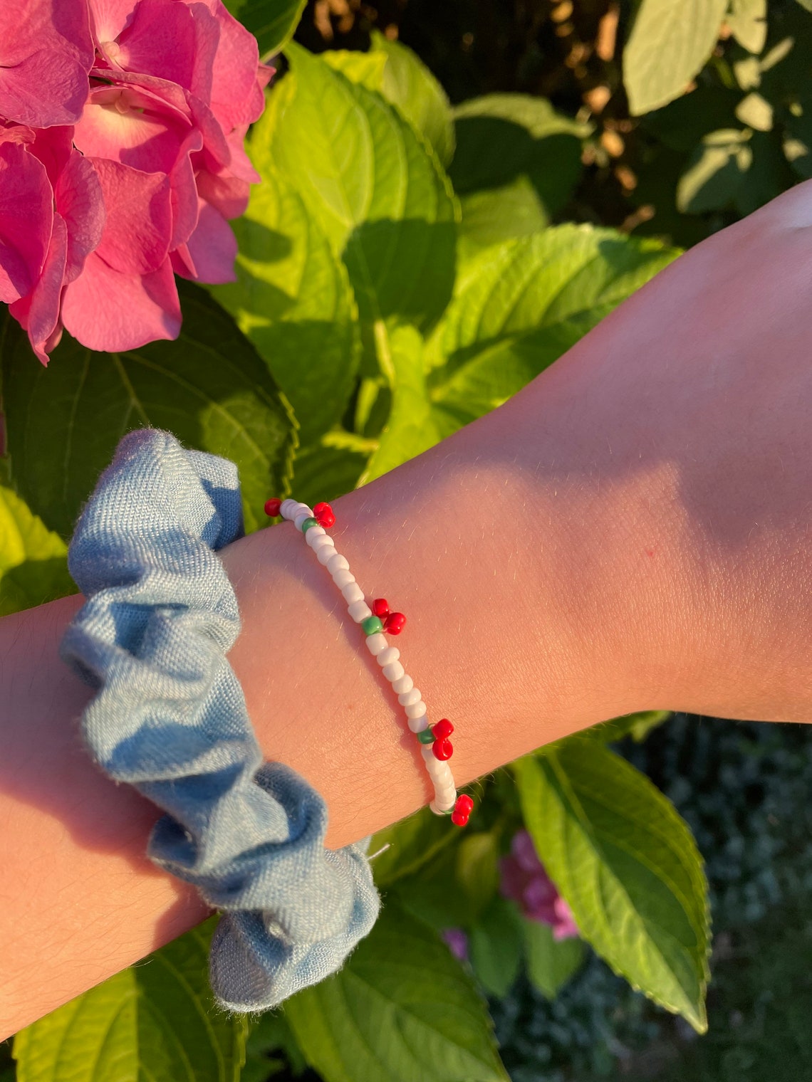 Cherry Beaded Bracelet - Etsy
