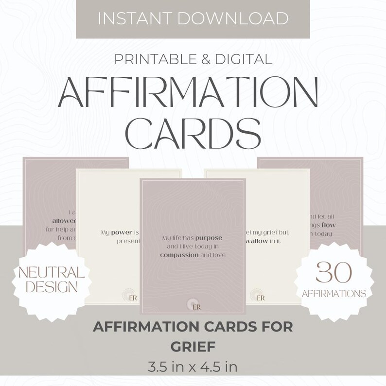 Affirmation Cards for Grief Printable, Sympathy Affirmation Deck ...