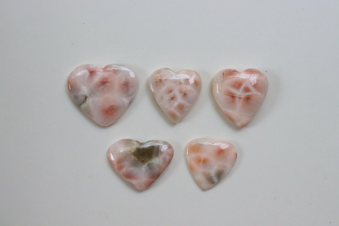 5 Pieces Lot Indonesian Natrolite Heart, Natural Pink Natrolite Heart ...