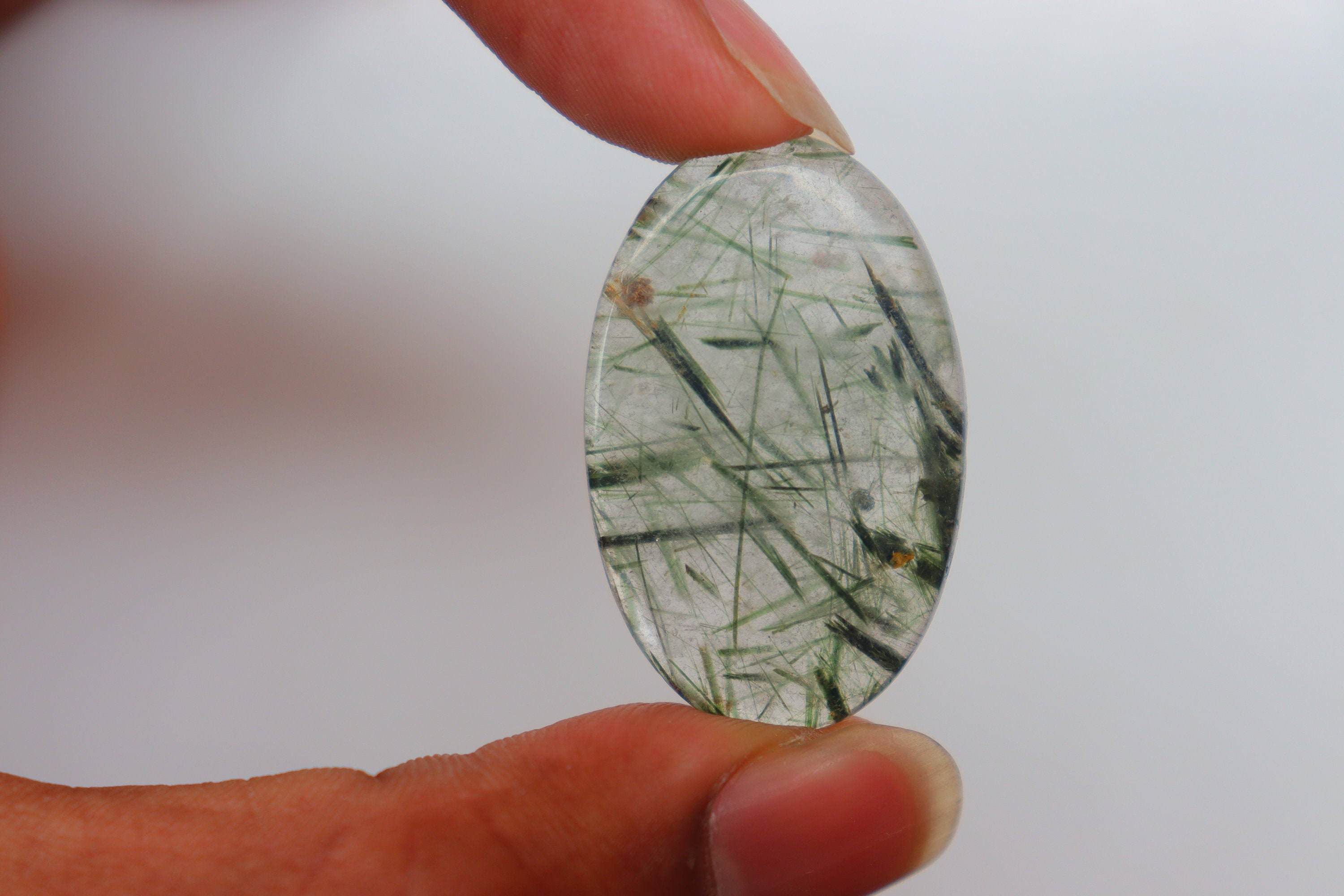 Green Rutile Quartz Cabochon Natural Green Rutile Quartz | Etsy