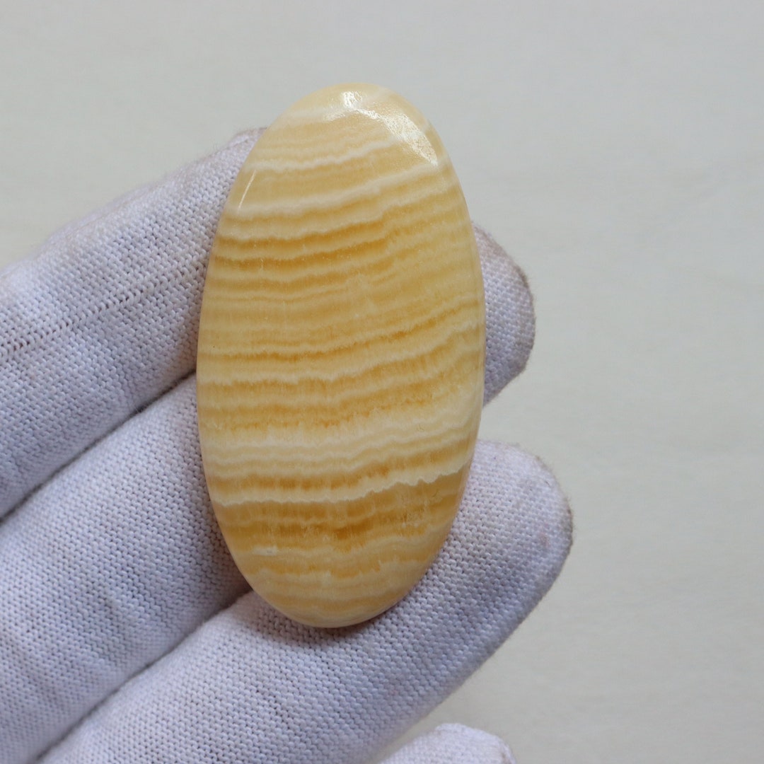 Yellow Calcite Lace Cabochon, Natural Yellow Calcite Gemstone, Flatback ...