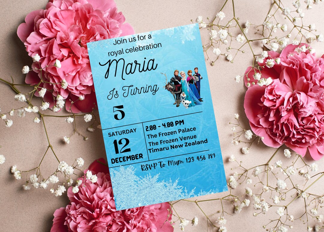 Princess Elsa Birthday Invitationwinter Snow Birthday Party Invites ...