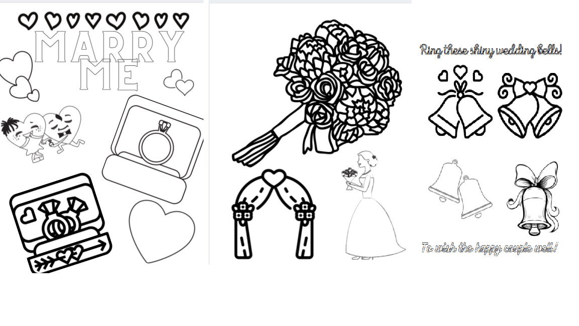 Wedding Coloring Book Printable Instant Download / Childrens' Activity ...