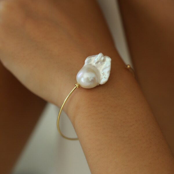 Pearl Bangle - Etsy
