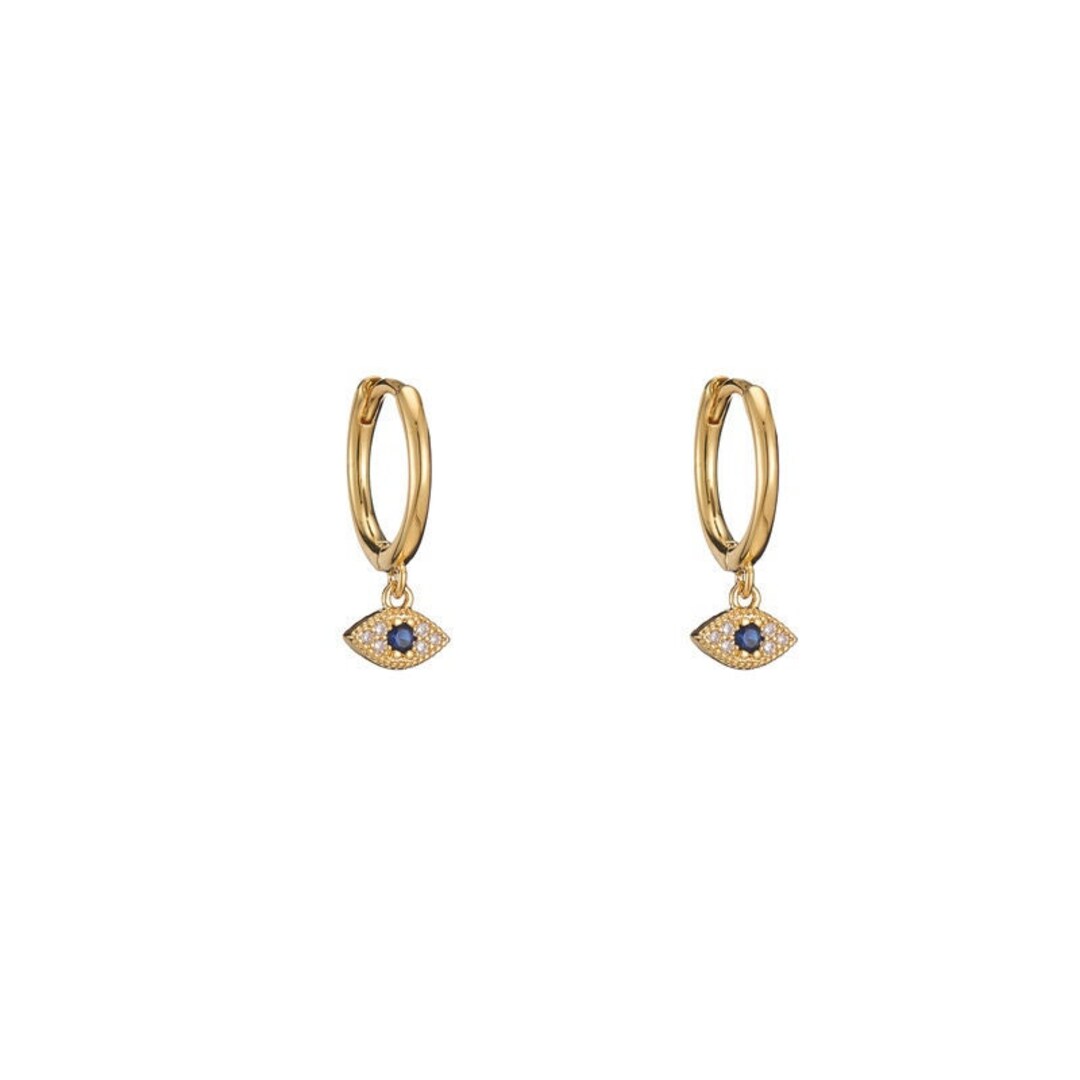 Evil Eye Earrings Gold 925 Sterling Silver Huggie Hoop Earrings Dainty ...