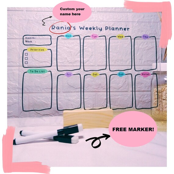 Acrylic Wall Planner Personalized To Do List Acrylic Dry Erase Clear ...