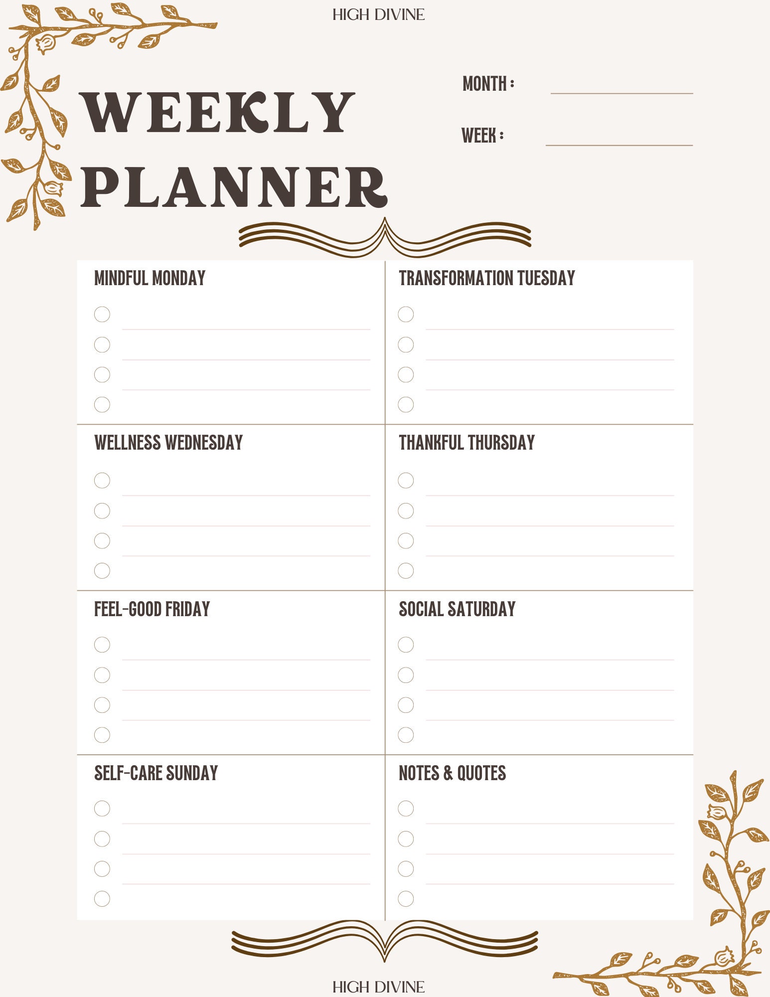 Printable Motivational Weekly Planner, Daily and Weekly to Do List ...