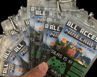 Video Game Party Lanyard Invitations - Etsy