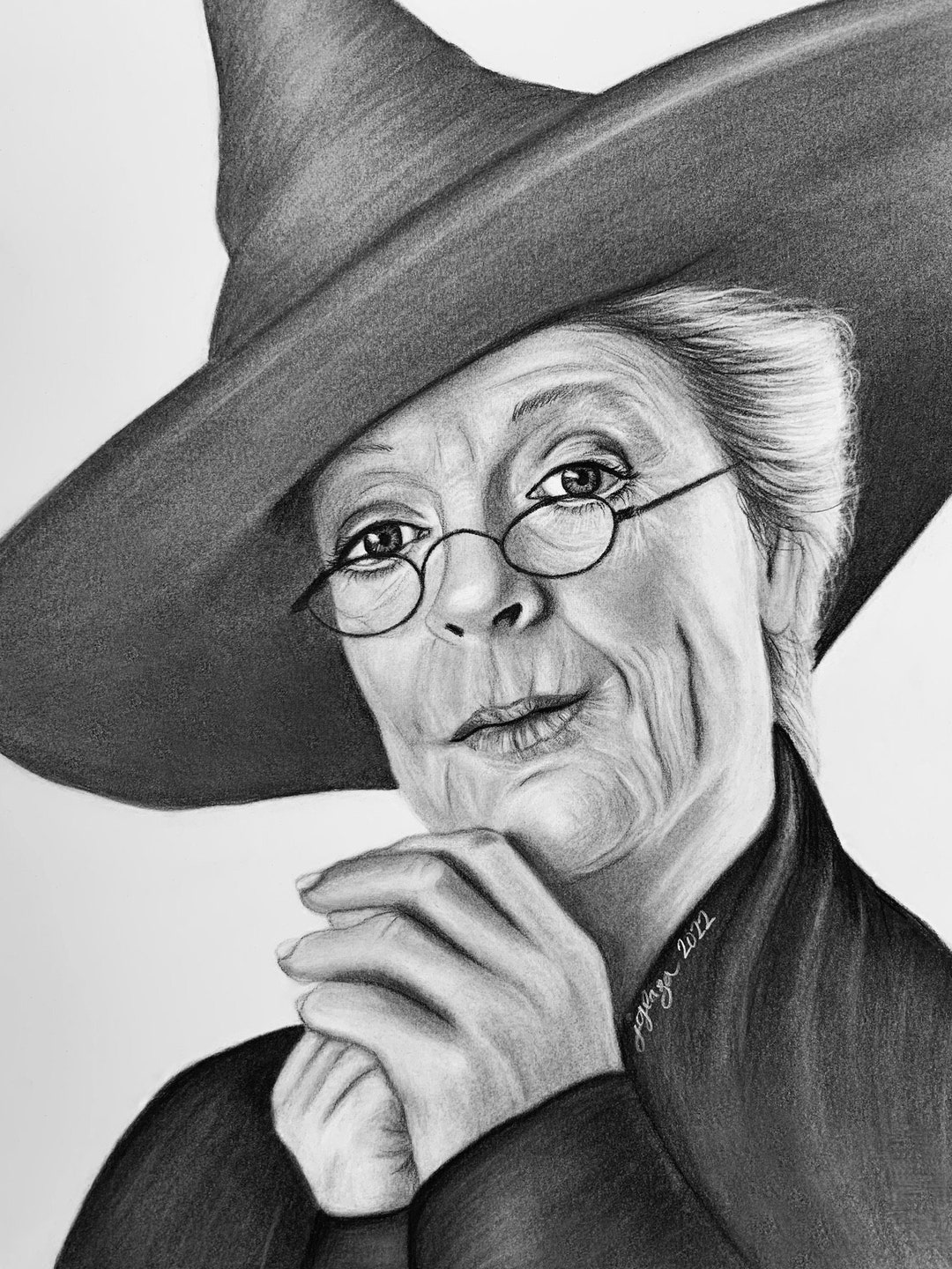 Professor Mcgonagall From Harry Potter Charcoal Drawing 8.5 X - Etsy