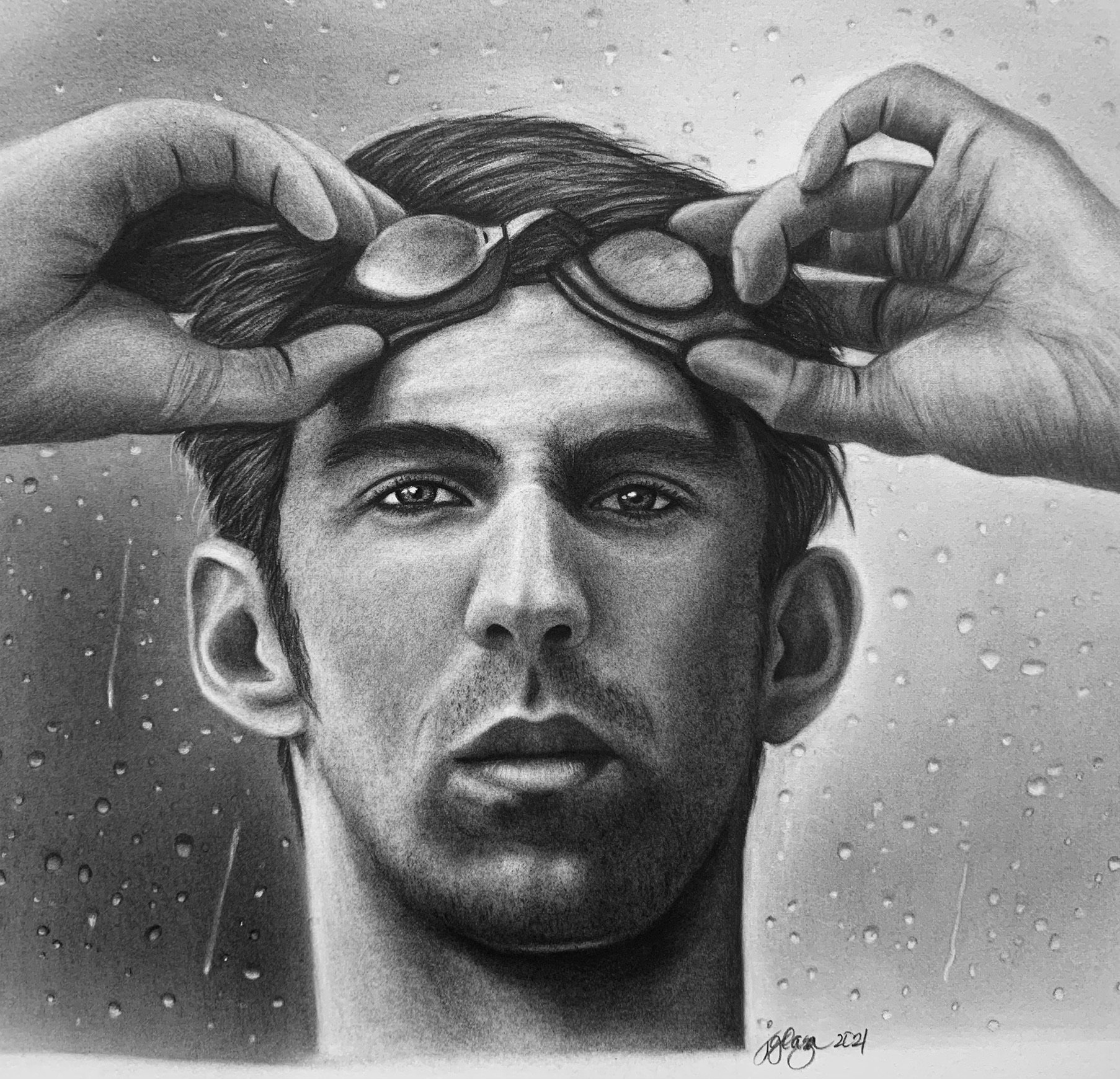 Professional Print of My Charcoal Drawing of Michael Phelps 8.5 X 11 ...